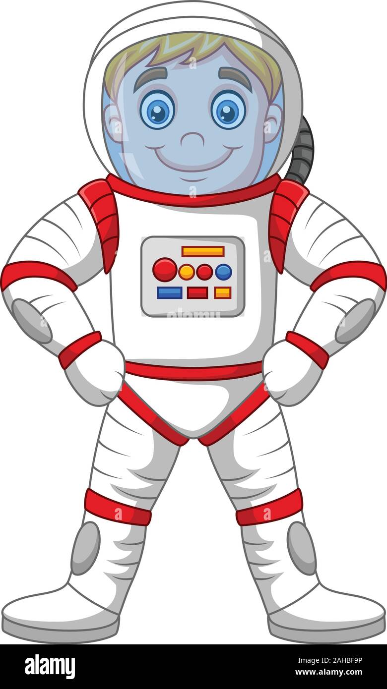 Cartoon astronaut standing isolated on white background Stock Vector ...