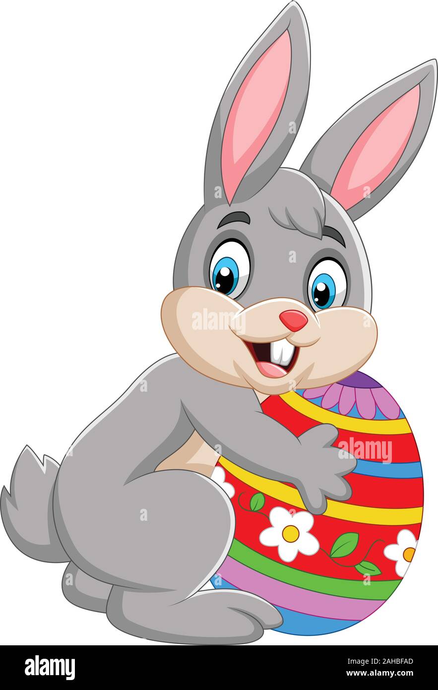 Cartoon bunny holding Easter egg Stock Vector Image & Art - Alamy