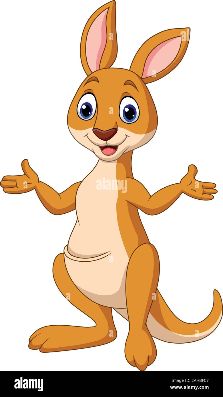 Cartoon funny Kangaroo isolated on white background Stock Vector Image ...