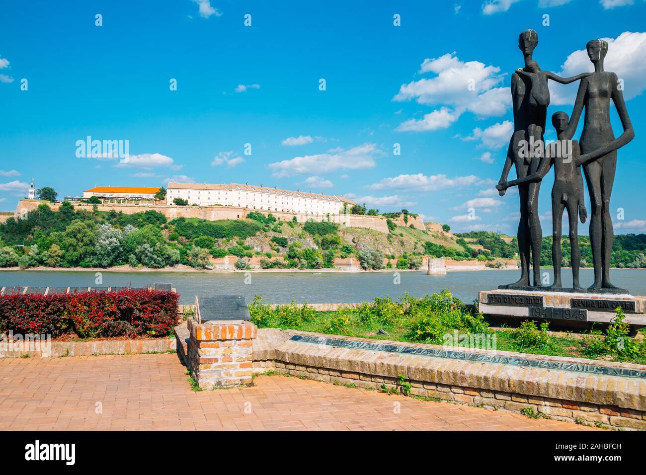 Novi Sad, Serbia - July 17, 2019 : Monument to victims and Petrovaradin ...