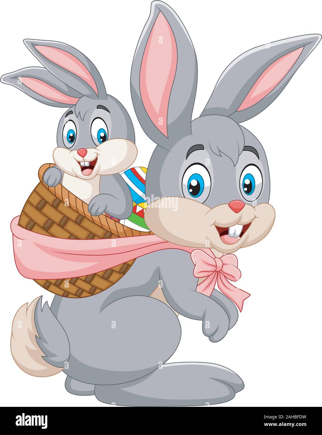 aster Bunny carrying basket of baby rabbit Stock Vector Image & Art - Alamy