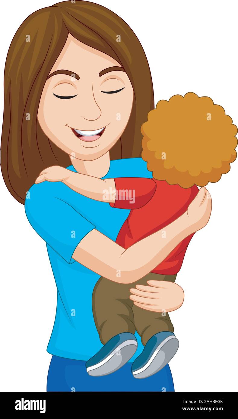 Cartoon Happy Mother Hugging Her Son Stock Vector Image And Art Alamy