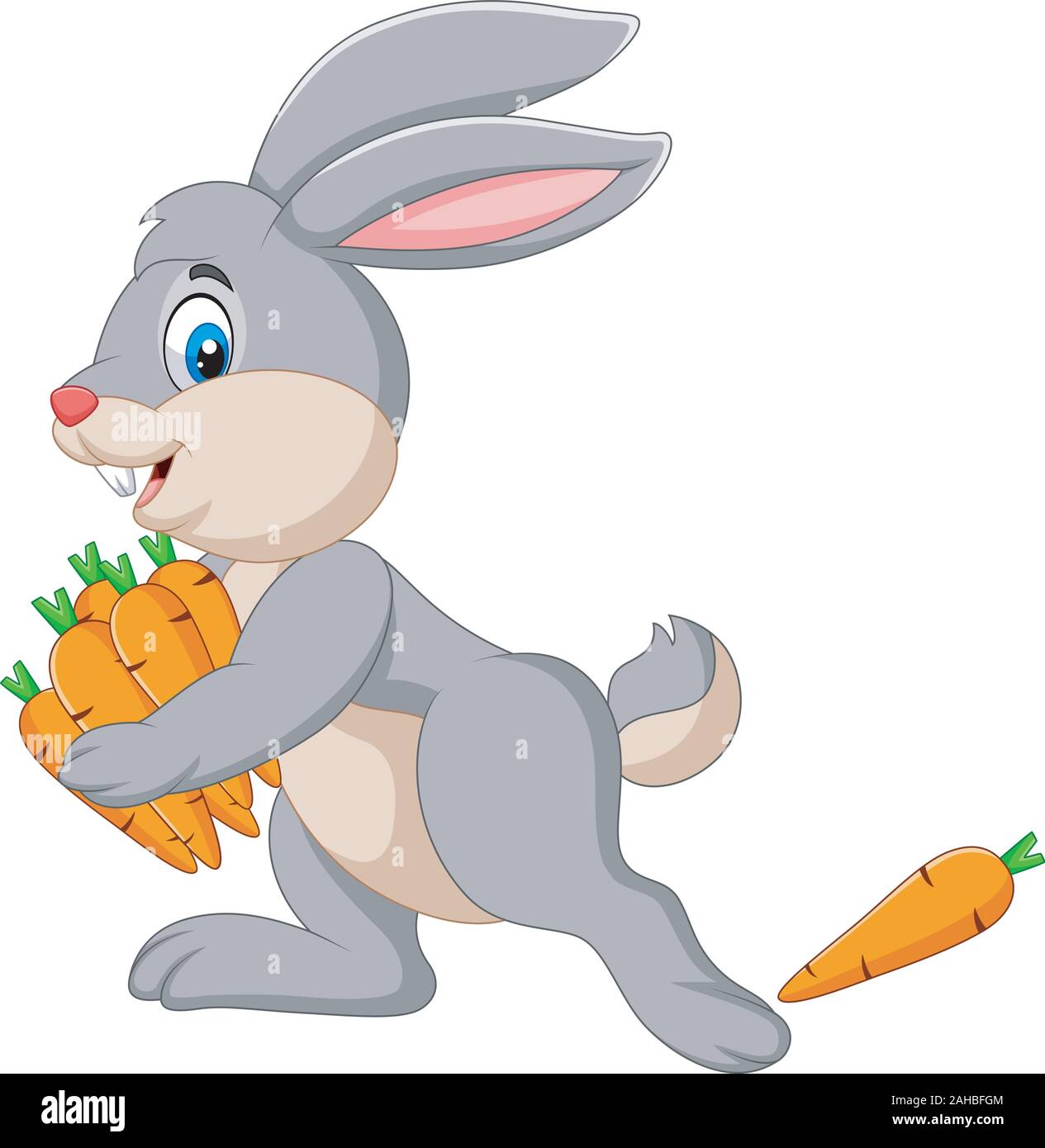 Cartoon rabbit carrying carrots Stock Vector Image & Art - Alamy