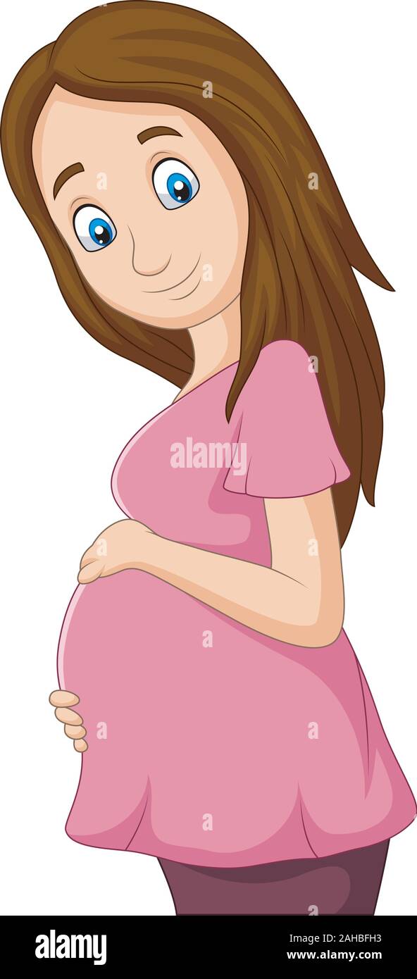 Cartoon pregnant woman isolated on white background Stock Vector Image ...