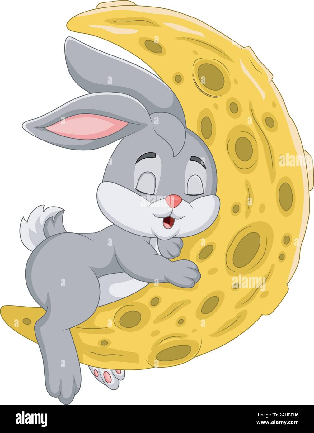 Cartoon rabbit sleeping on the moon Stock Vector Image & Art - Alamy