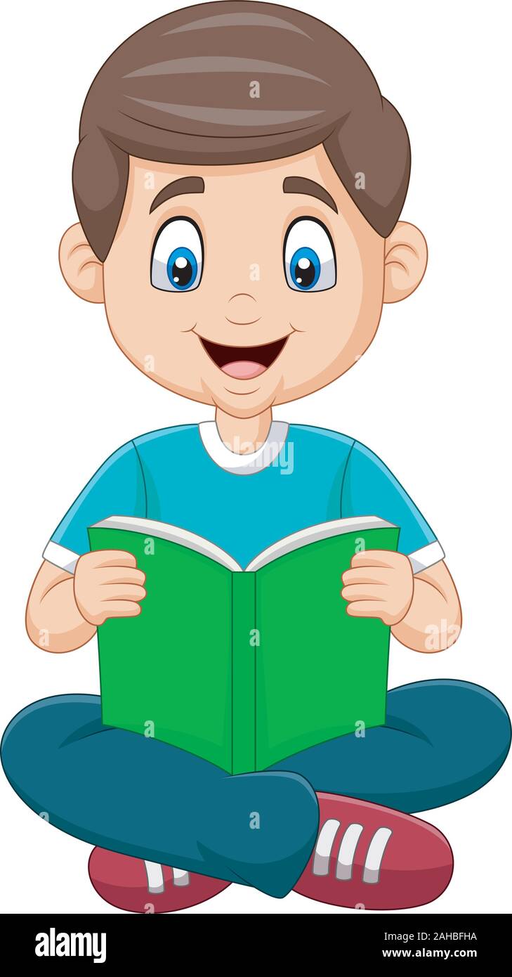 Cartoon boy reading a book Stock Vector Image & Art - Alamy