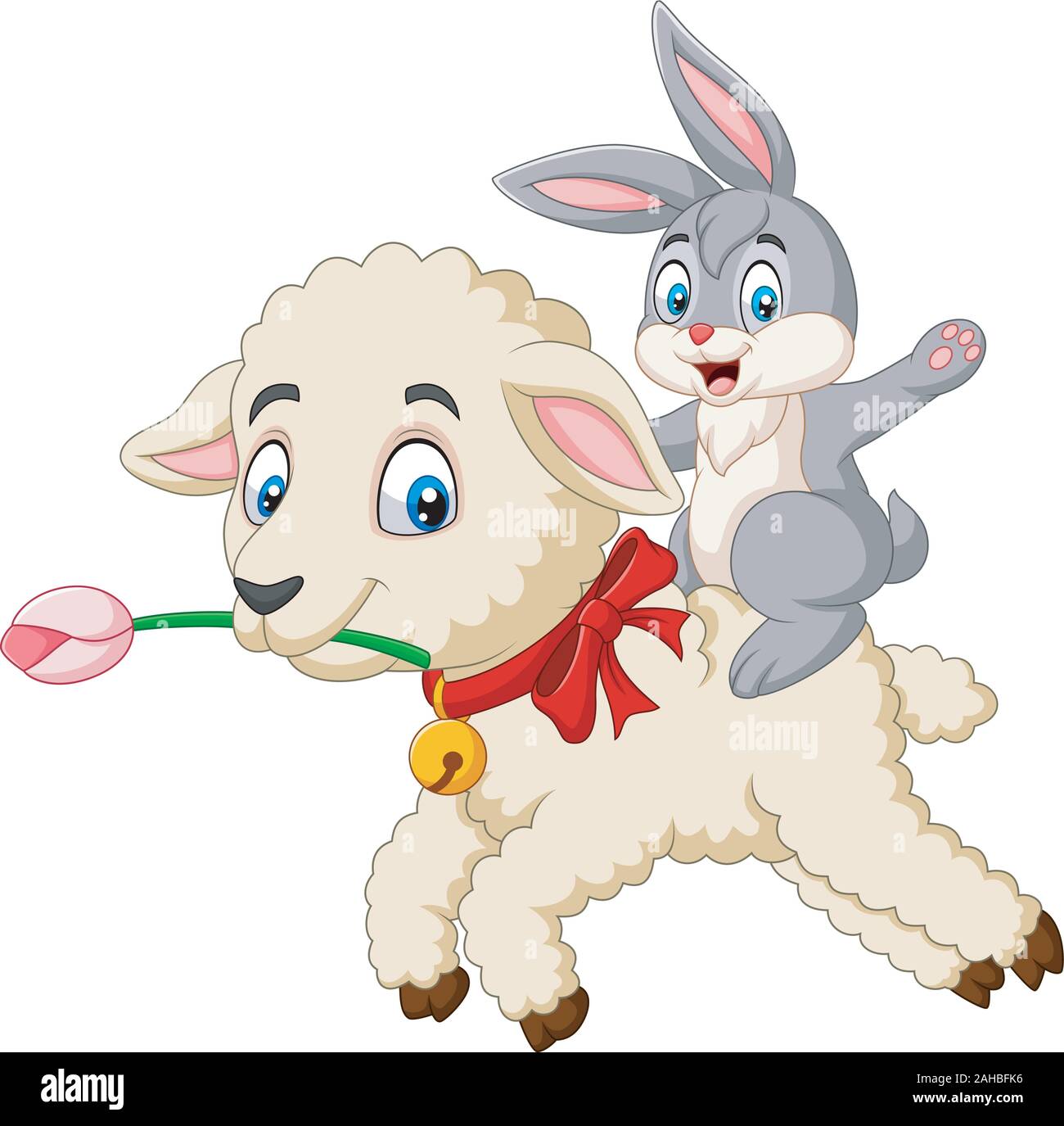 Cartoon happy bunny riding a lamb Stock Vector Image & Art - Alamy