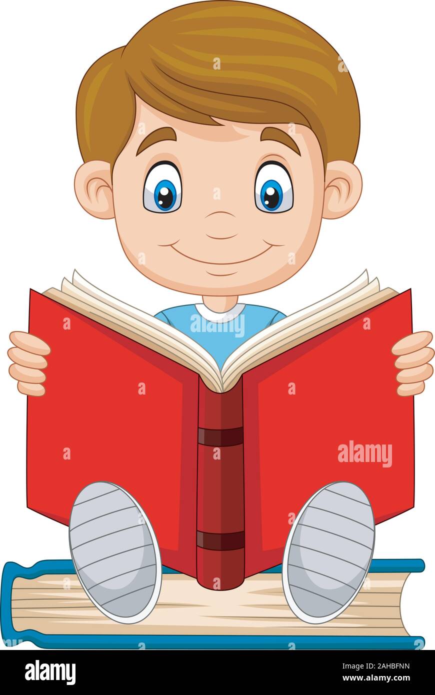 Cartoon boy reading a book Stock Vector Image & Art - Alamy