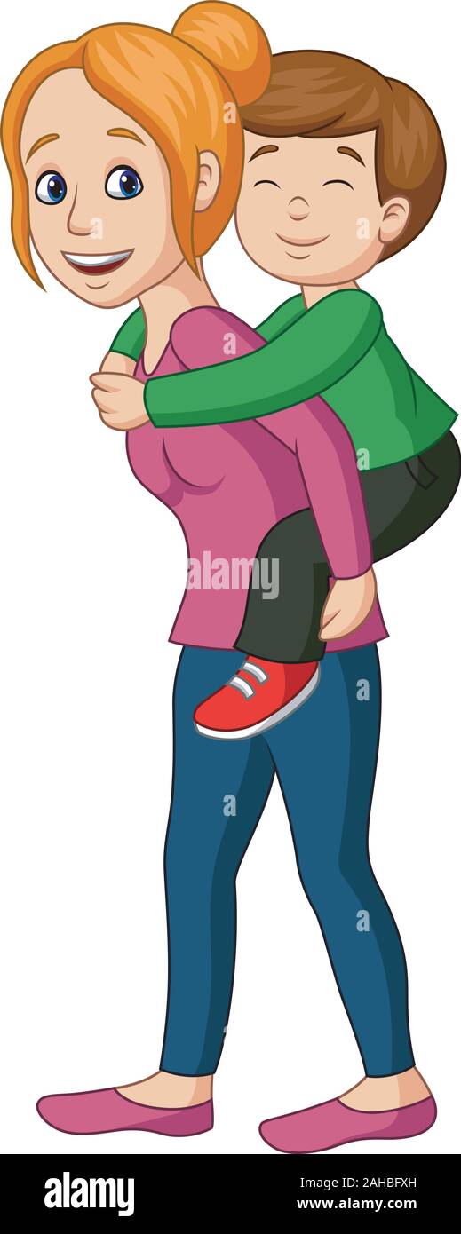 Mother giving her son piggyback ride Stock Vector Image & Art - Alamy