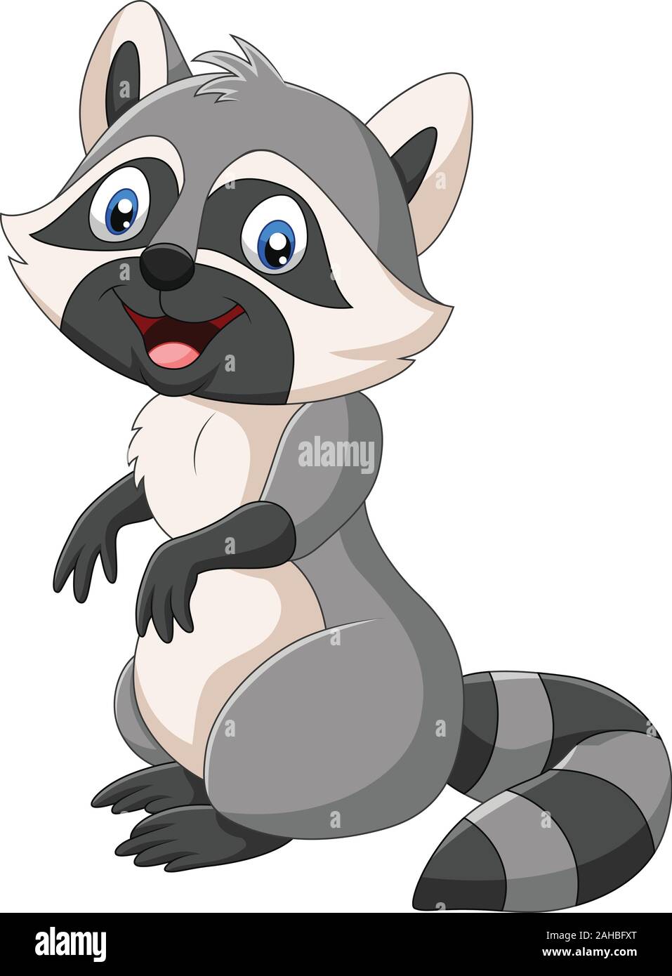 Cartoon happy raccoon on white background Stock Vector Image & Art - Alamy