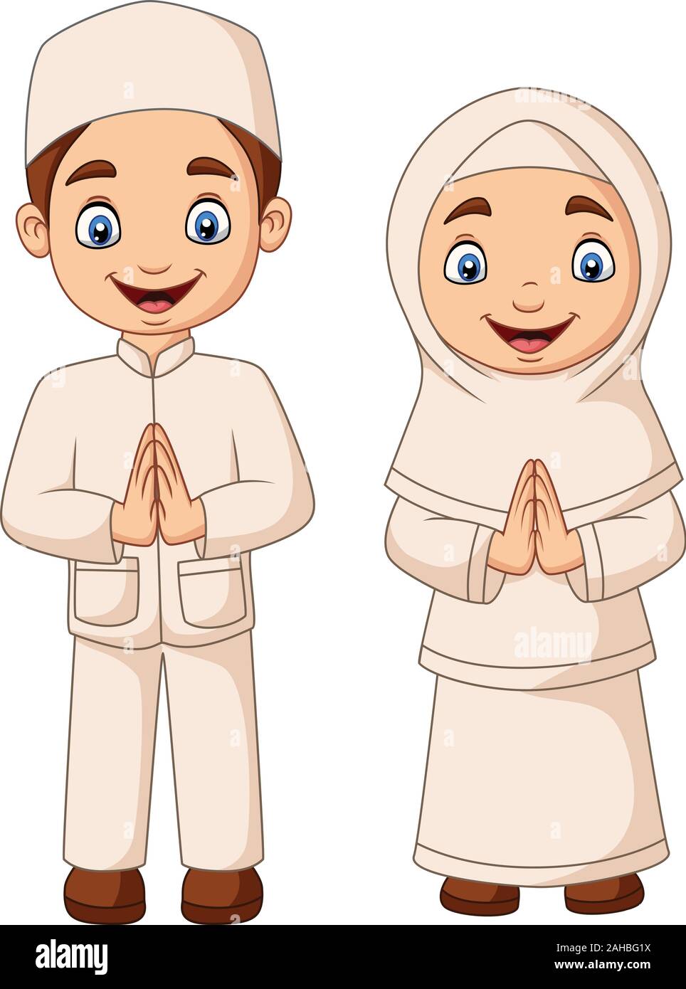 Happy Muslim kid cartoon on white background Stock Vector Image & Art ...