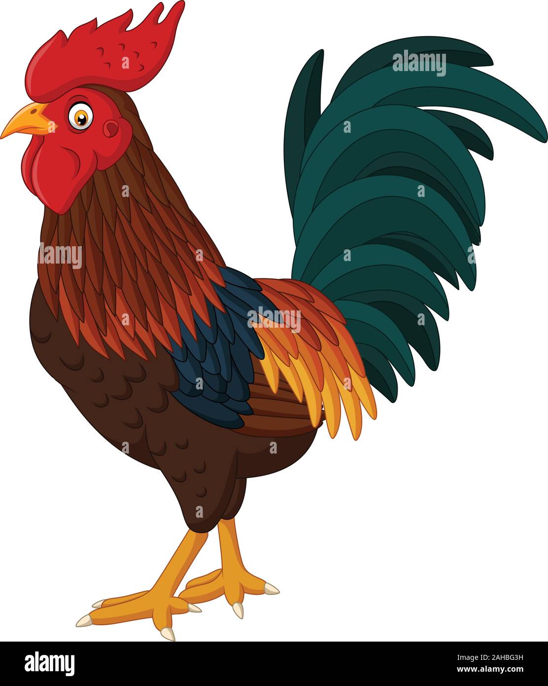 Cartoon rooster isolated on white background Stock Vector Image & Art ...