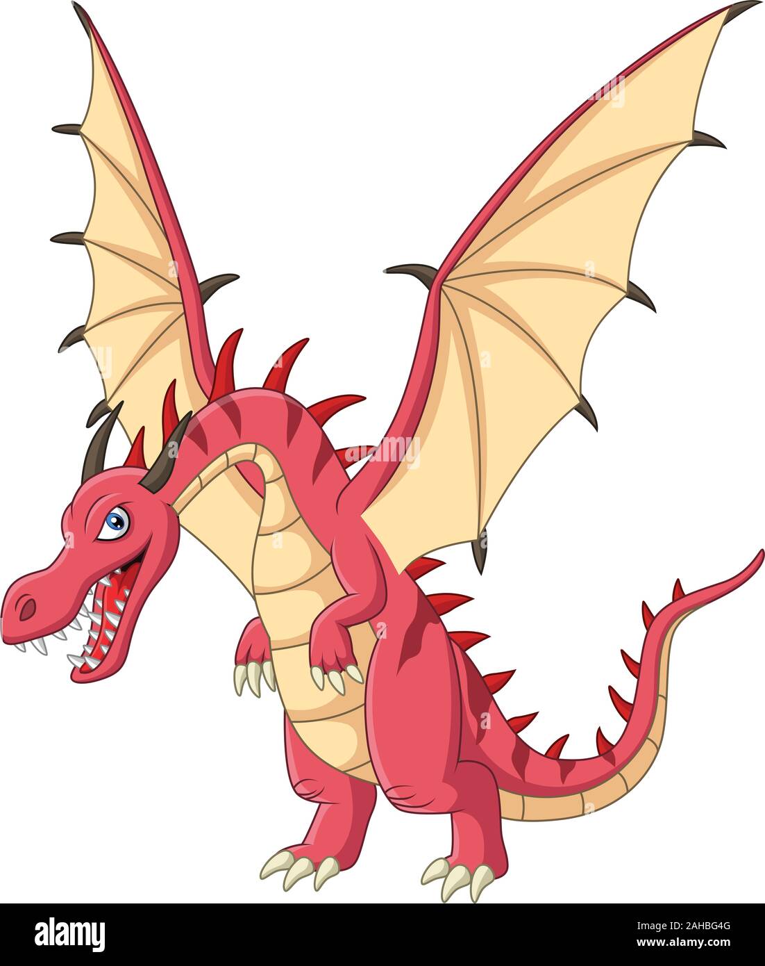 Cartoon red dragon on white background Stock Vector Image & Art - Alamy