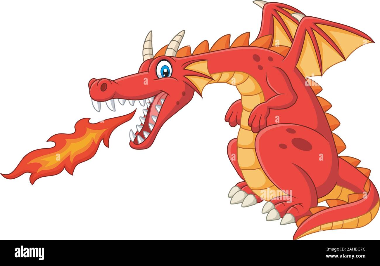 Cartoon red dragon spitting fire Stock Vector Image & Art - Alamy