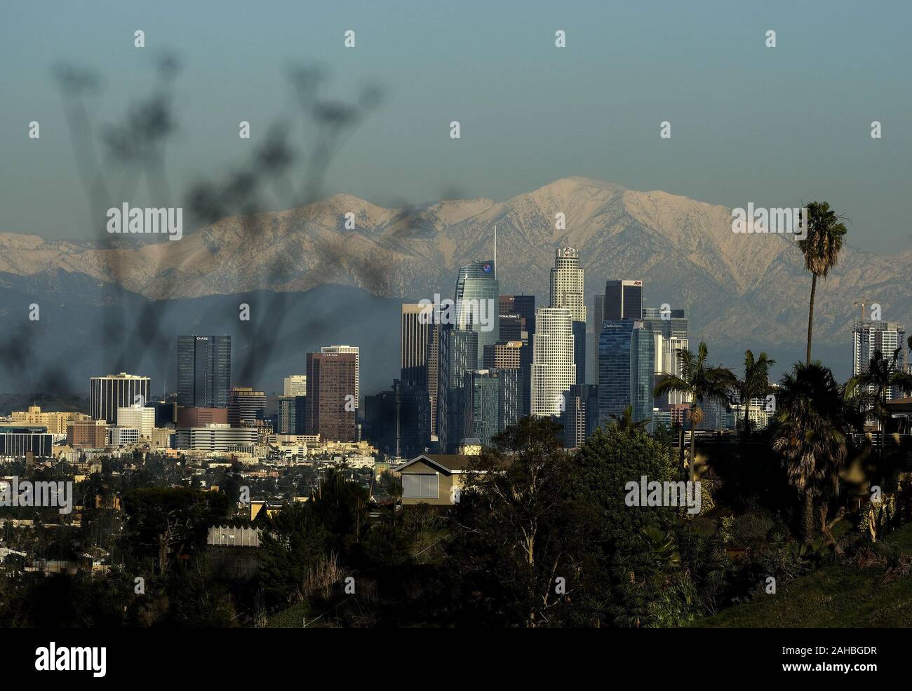 Snow Covered Mountains Behind Los High Resolution Stock Photography and ...