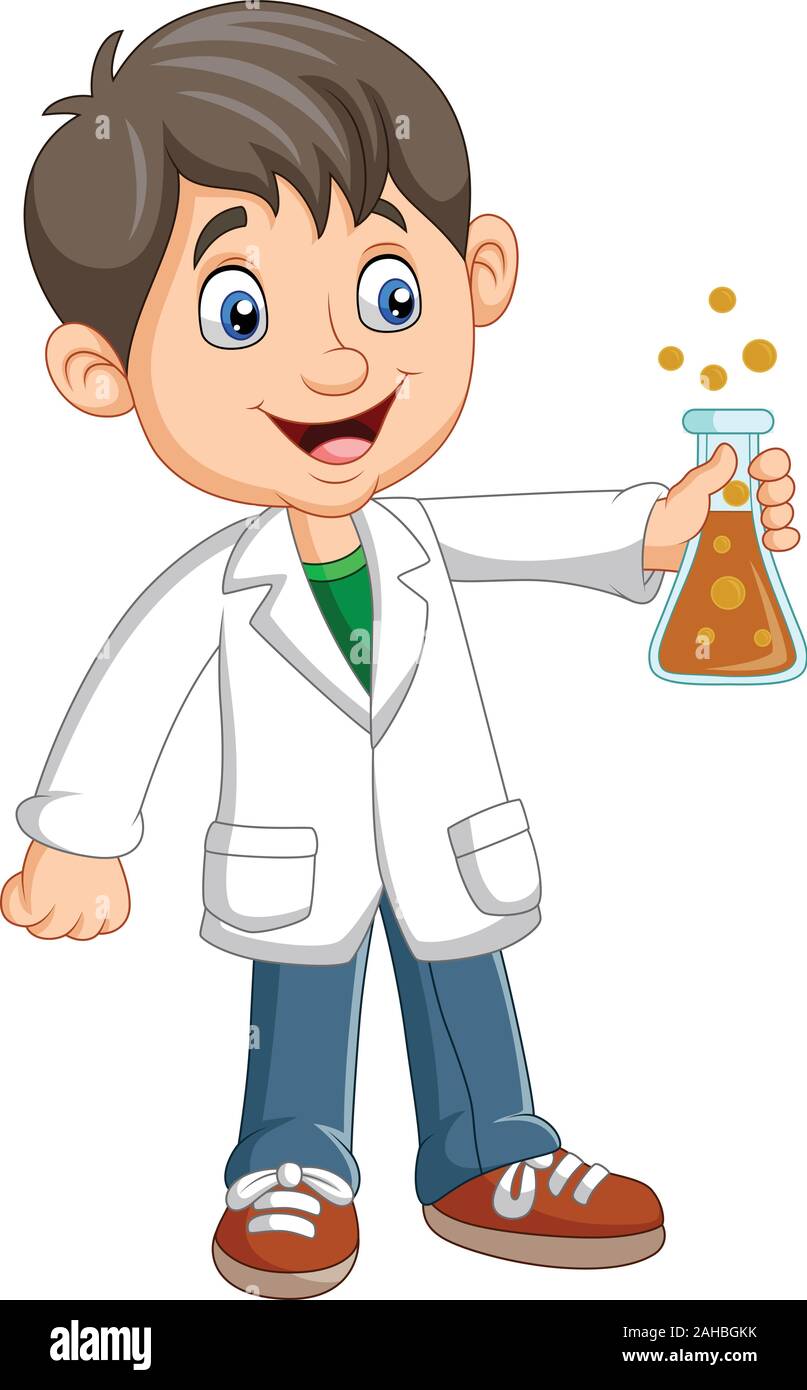 Cartoon boy scientist holding test tube Stock Vector Image & Art - Alamy