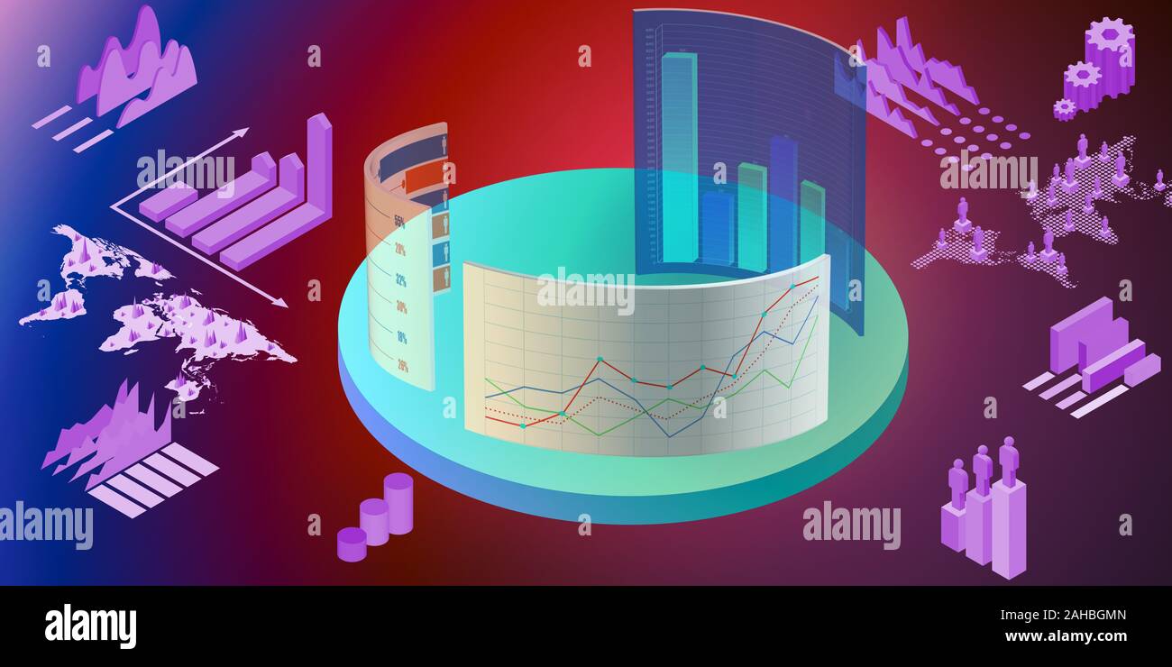 The various visualisation at trading environment - 3d rendering Stock ...