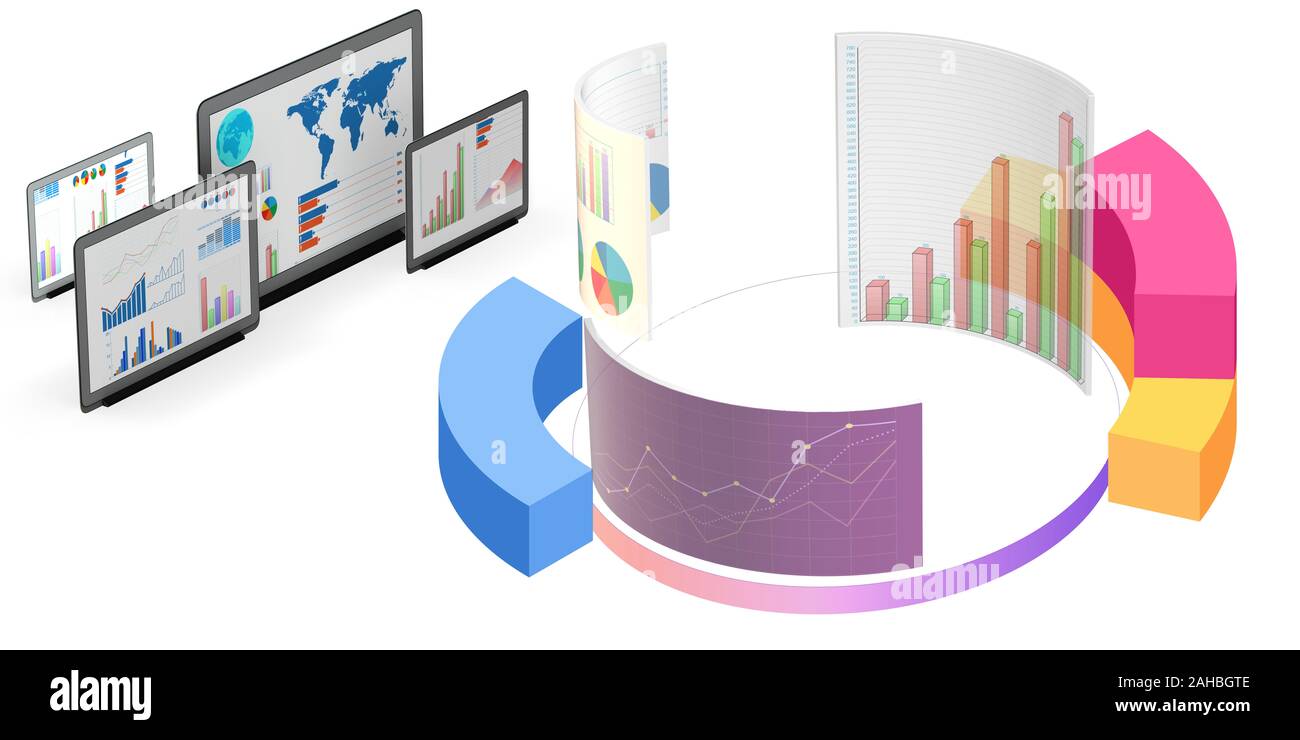 The various visualisation at trading environment - 3d rendering Stock ...