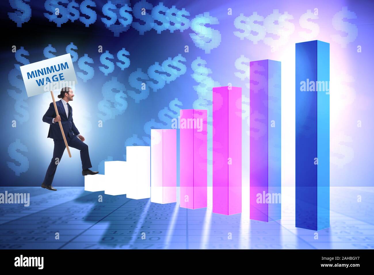The concept of minimum wage with businessman Stock Photo - Alamy