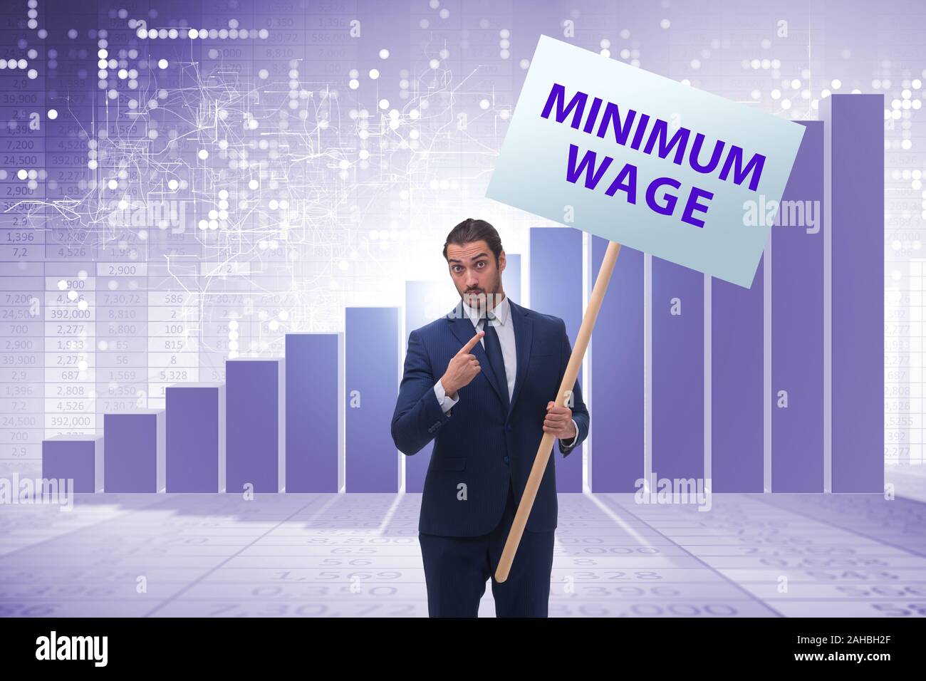 The concept of minimum wage with businessman Stock Photo - Alamy