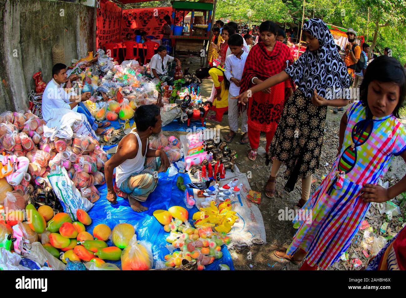 A pottery stall at a Boishakhi Mela, a traditional fair on the occasion ...