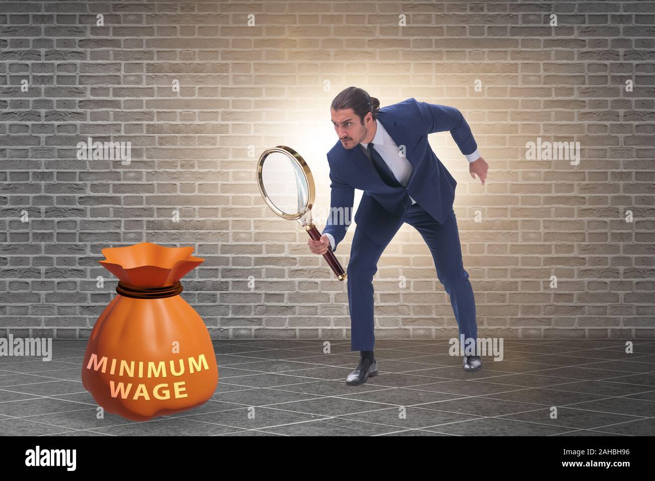 The concept of minimum wage with businessman Stock Photo - Alamy