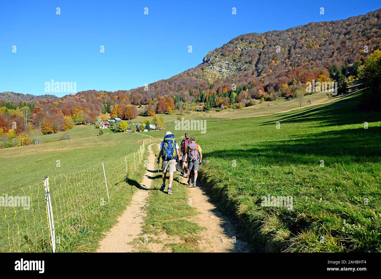 The walking path with mountain landscape at the background Stock Photo ...