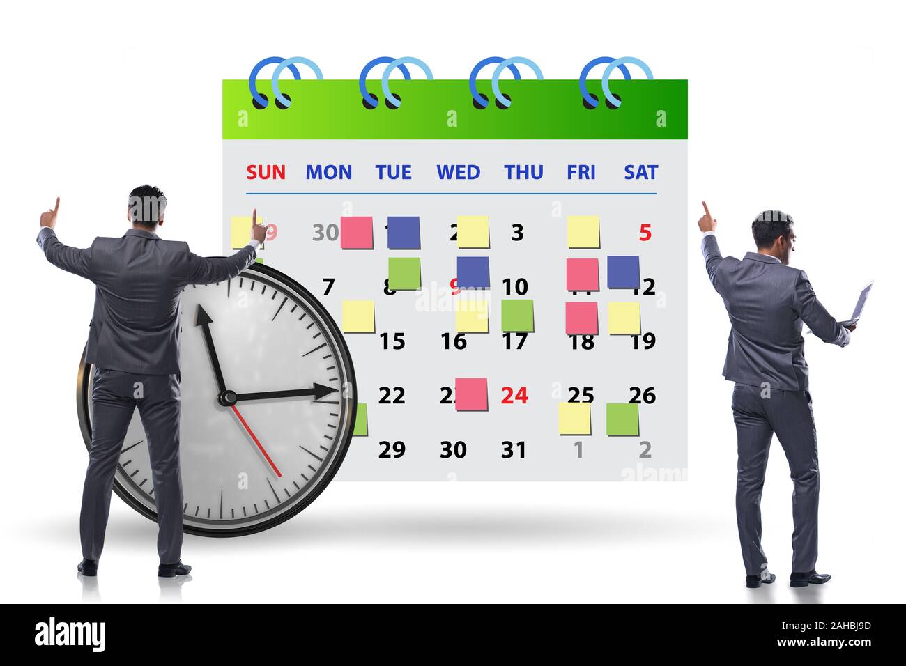 The business calendar concept with businessman Stock Photo - Alamy