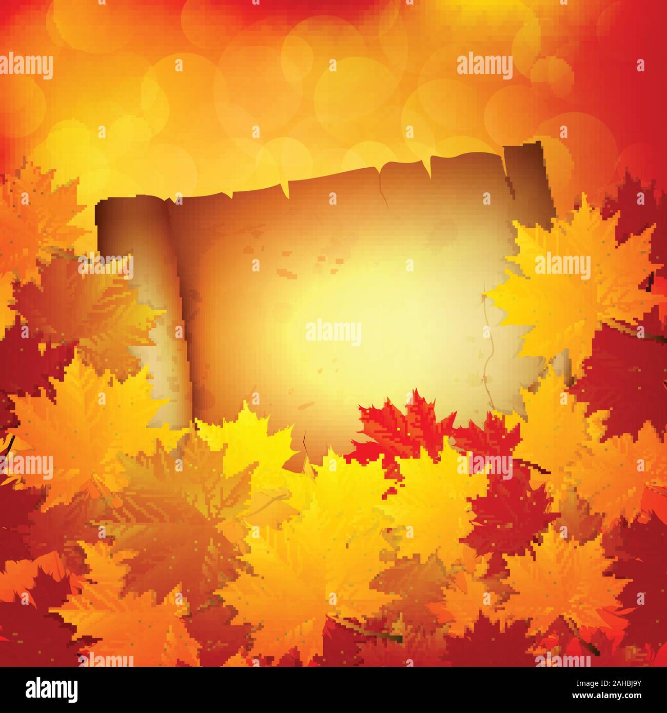 Autumn background with leaves and a paper. Vector Stock Vector Image ...