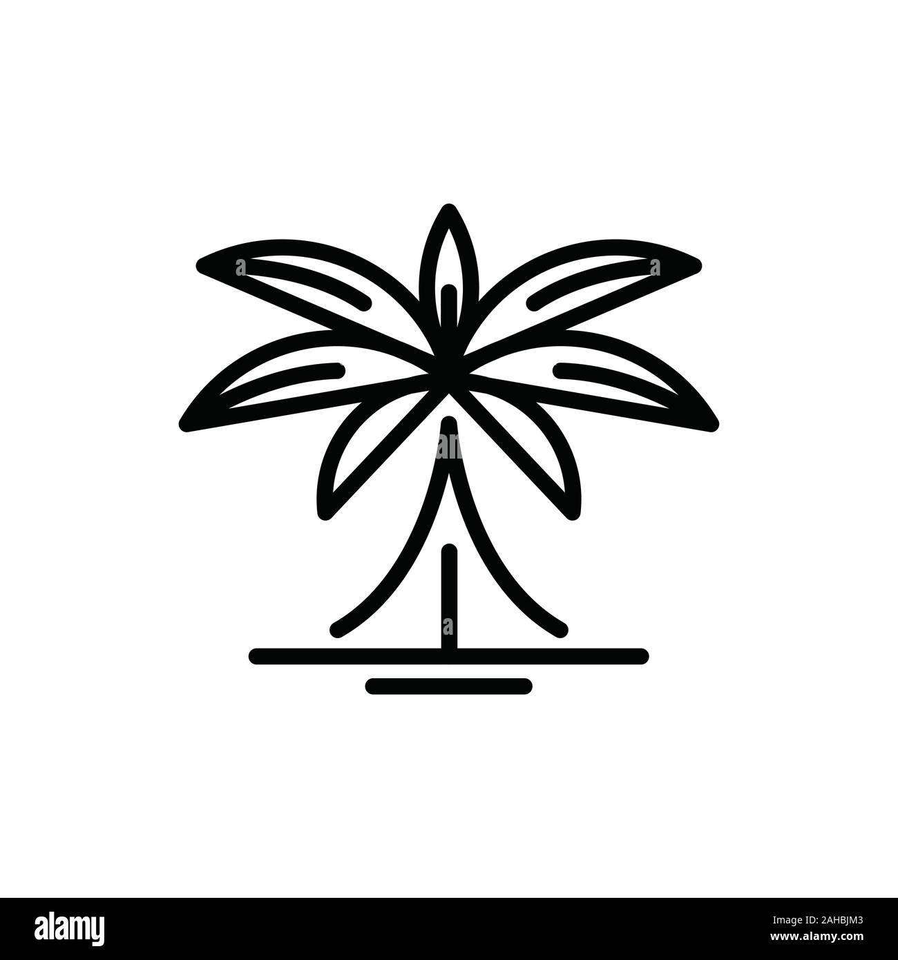 Coconut tree mono line design inspiration. Palm Tree linear outline ...