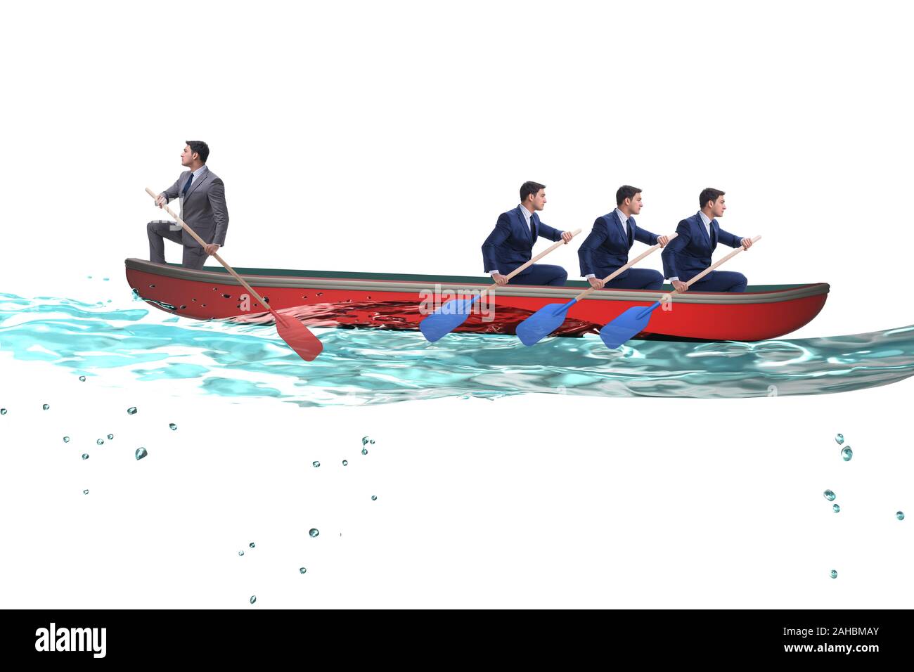 Teamwork Rowing In The Same Direction