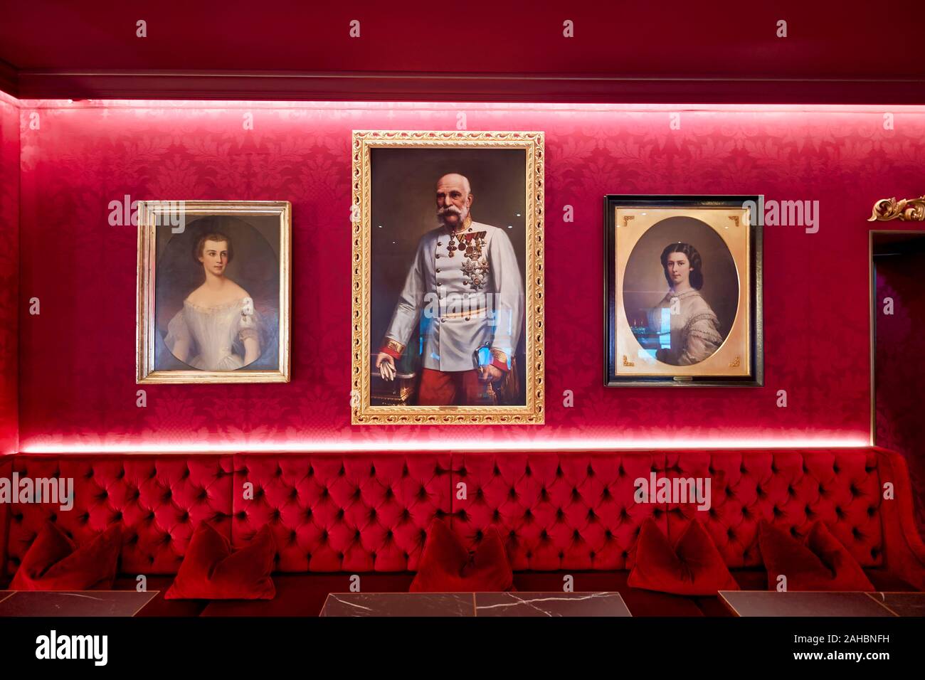 Hotel Sacher Vienna Austria. The red Tea Room to taste Sacher Torte ...