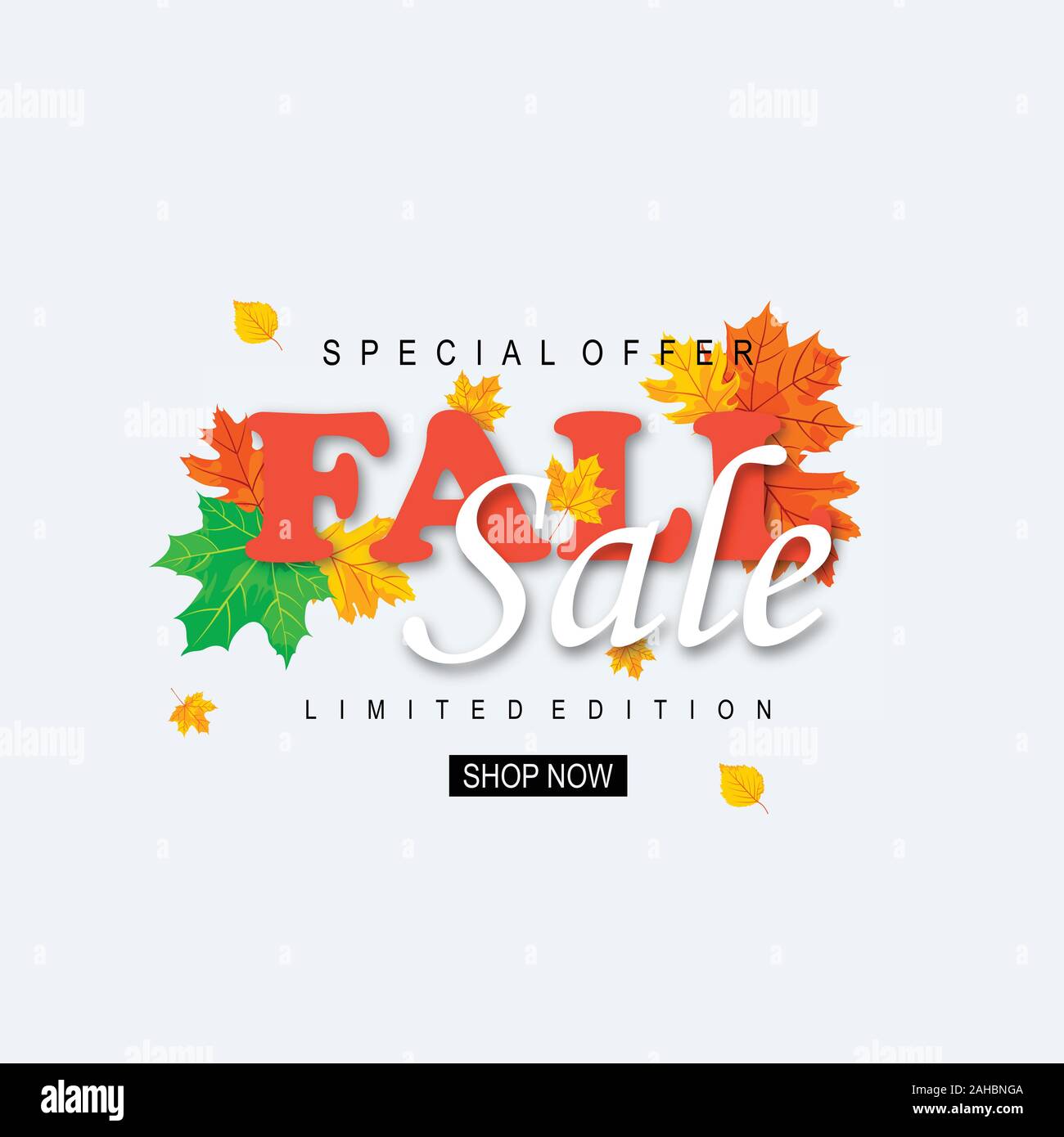 Fall sale text vector banner with autumn maple leaves and discount ...