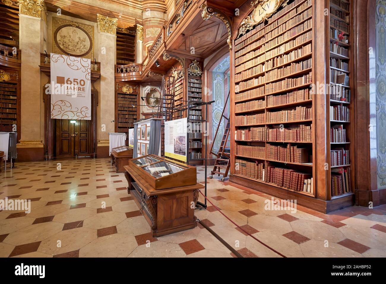 The Prunksaal, center of the old imperial library inside the Austrian ...