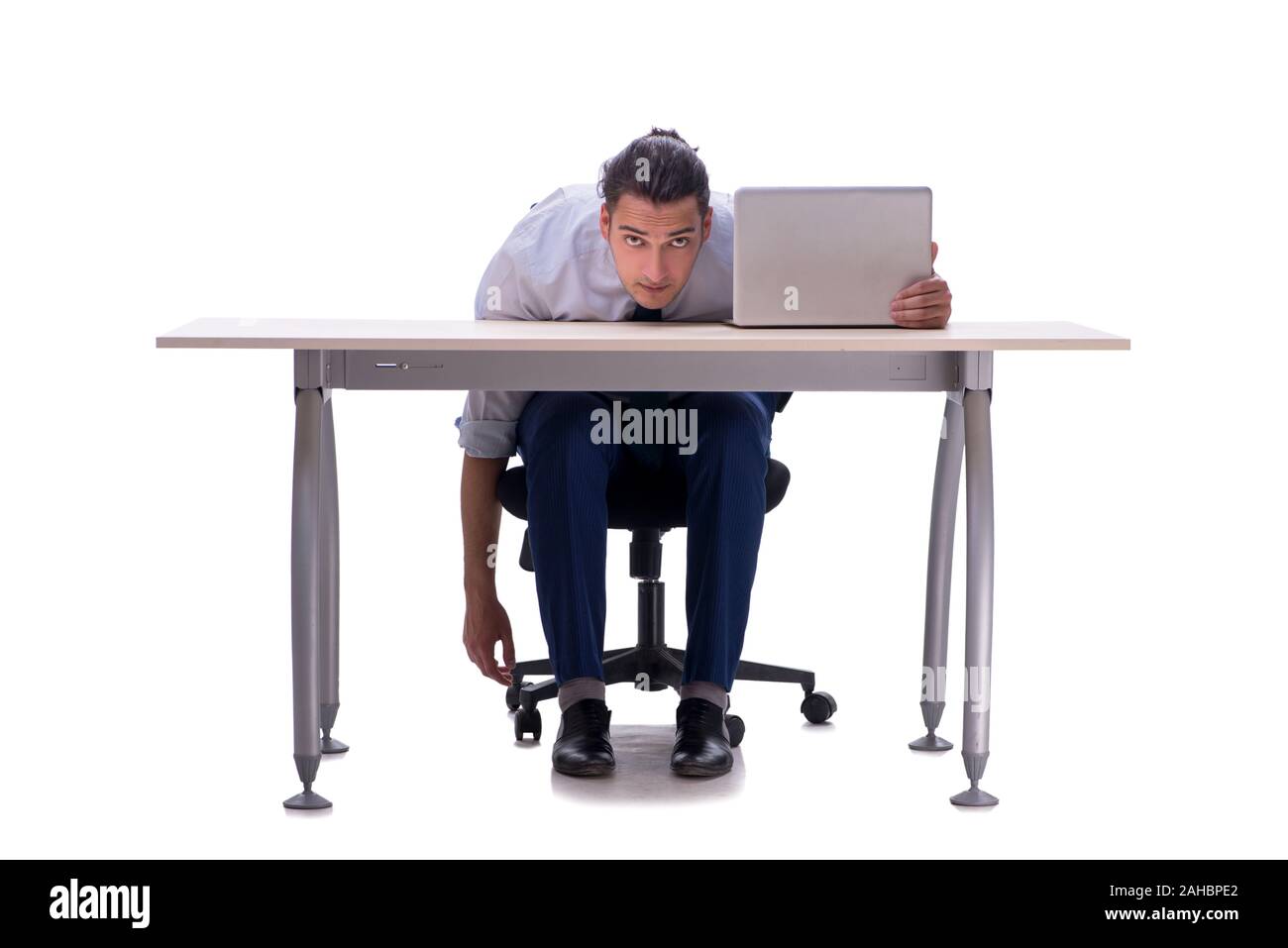 The employee working isolated on white background Stock Photo - Alamy