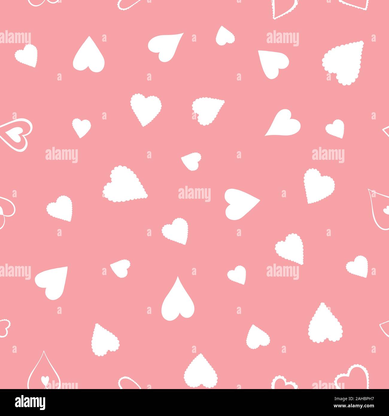 Vector pink and white heart seamless repeat pattern background Stock ...
