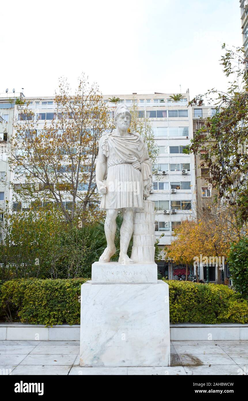 Pericles statue at Athens city hall Greece Stock Photo - Alamy