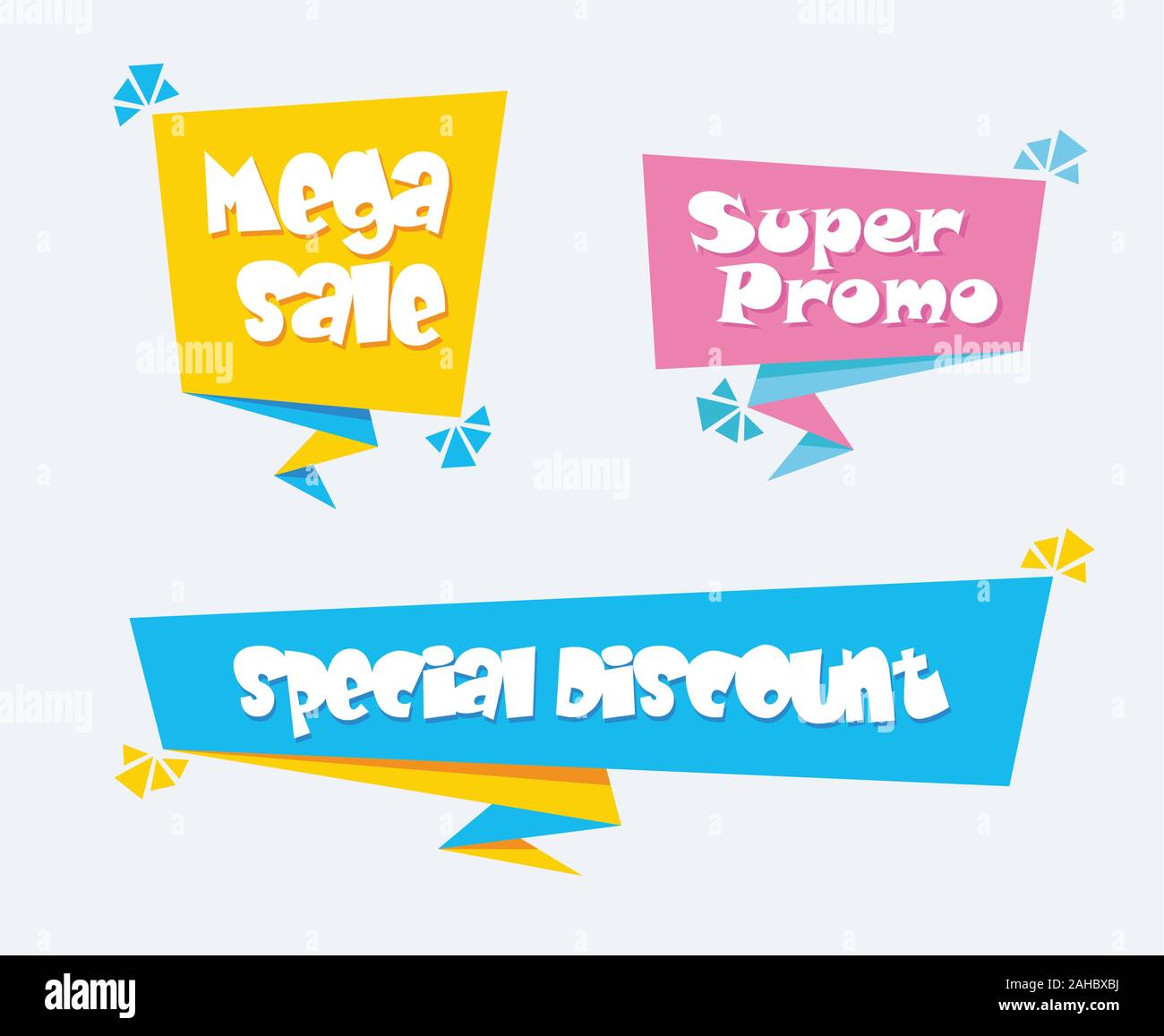 Flat linear promotion balloon and banner popup, scroll, badge, price ...