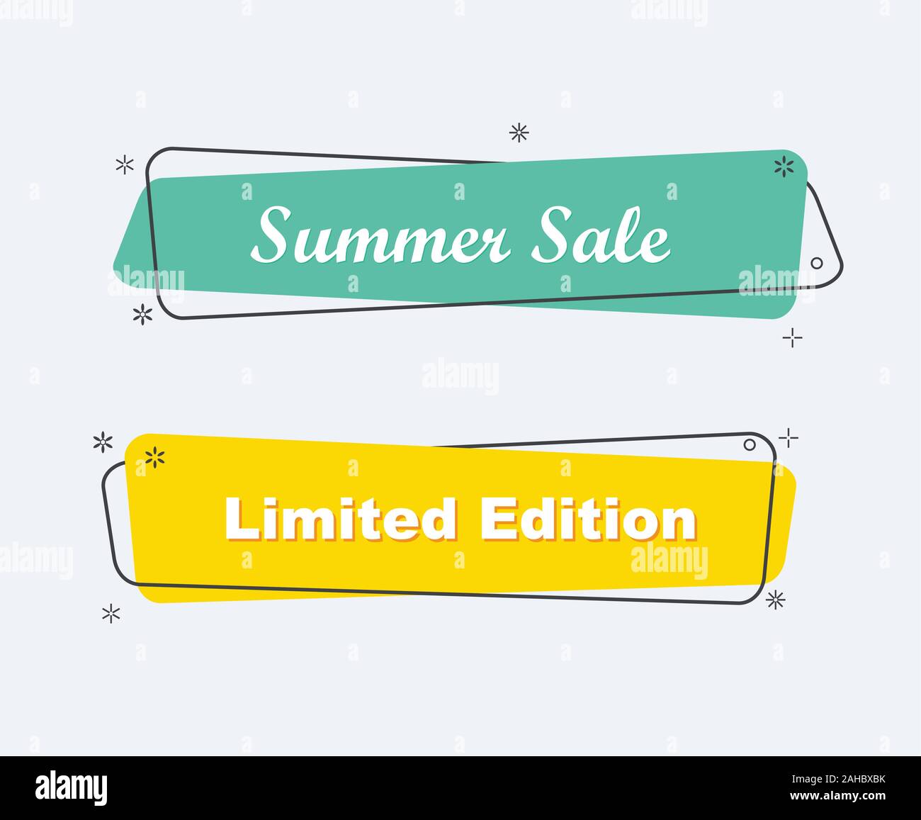 Flat linear promotion balloon and banner popup, scroll, badge, price ...