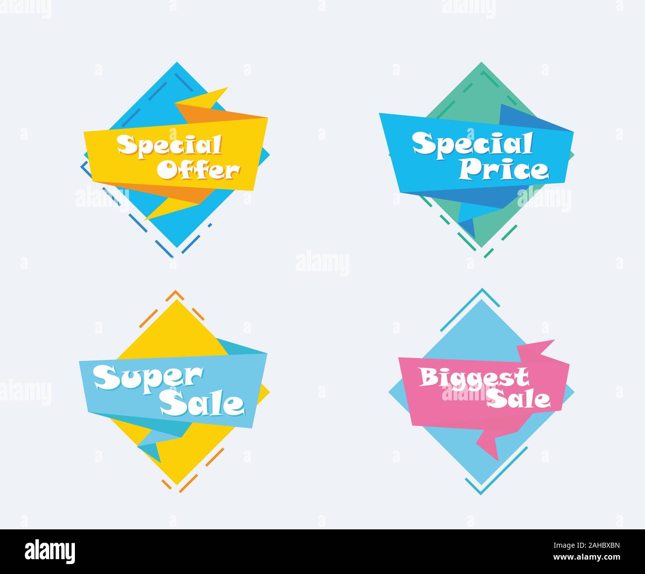 Flat linear promotion balloon and banner popup, scroll, badge, price ...