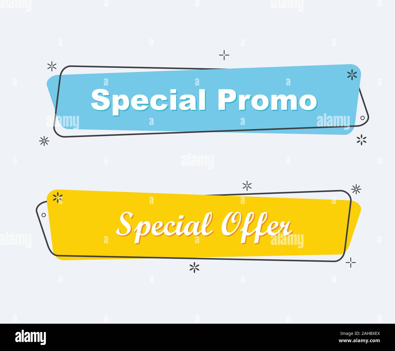 Flat linear promotion balloon and banner popup, scroll, badge, price ...