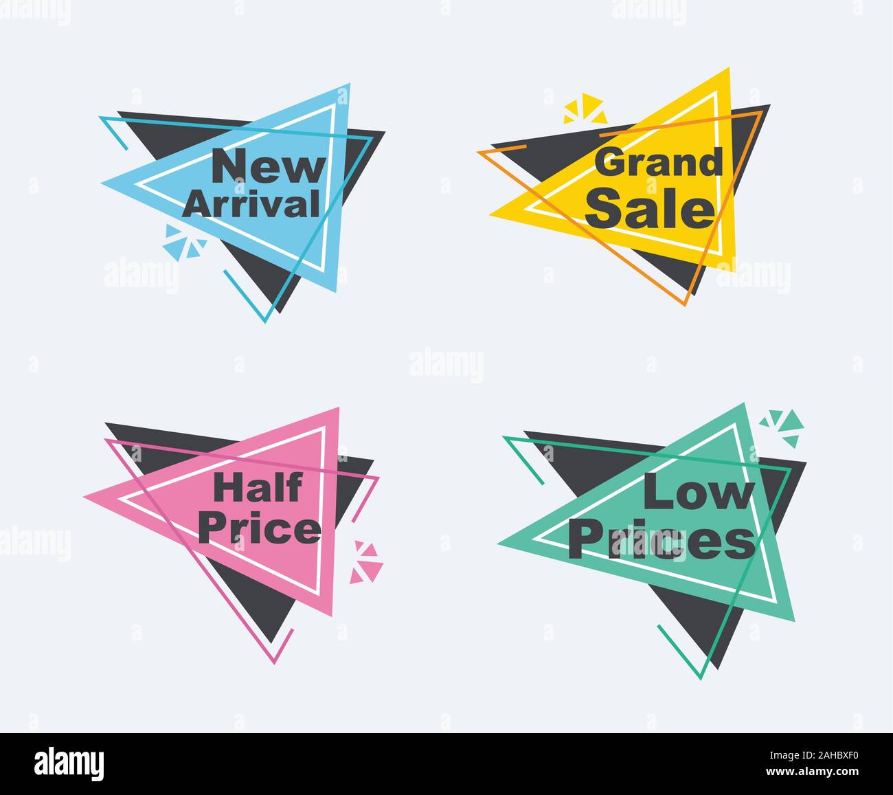 Flat linear promotion balloon and banner popup, scroll, badge, price ...