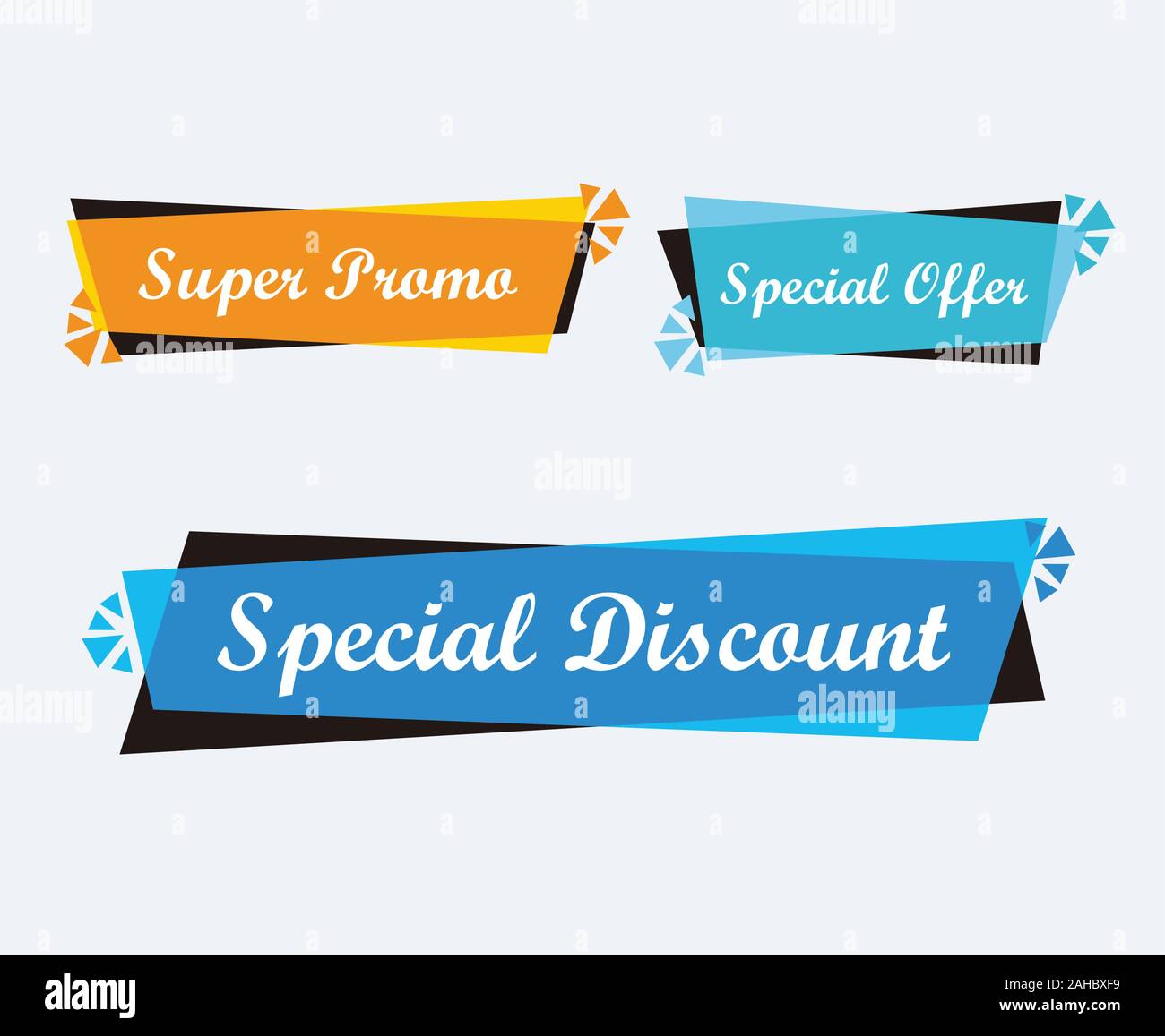 Flat linear promotion balloon and banner popup, scroll, badge, price ...