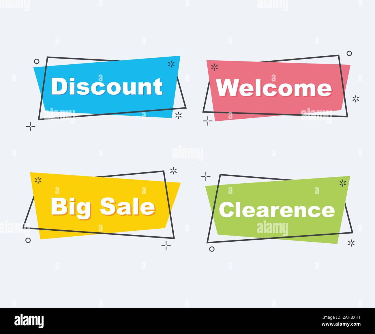 Flat linear promotion balloon and banner popup, scroll, badge, price ...