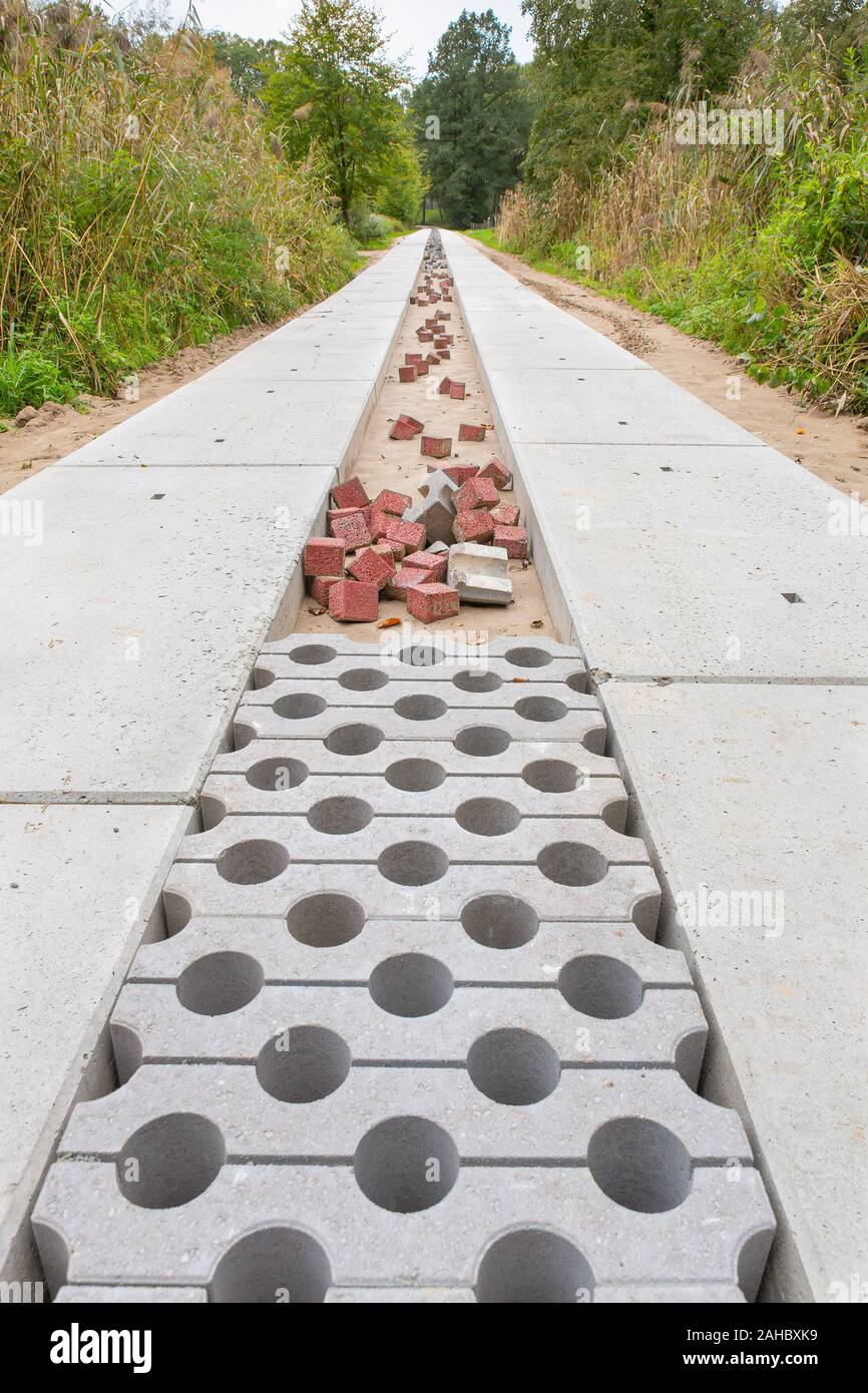 New construction of concrete road in natural environment Stock Photo ...