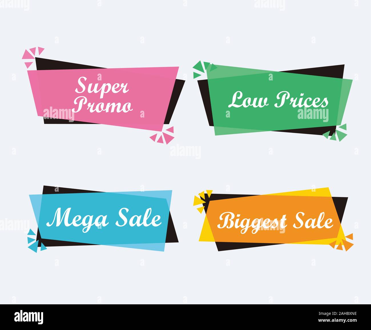 Flat linear promotion balloon and banner popup, scroll, badge, price ...