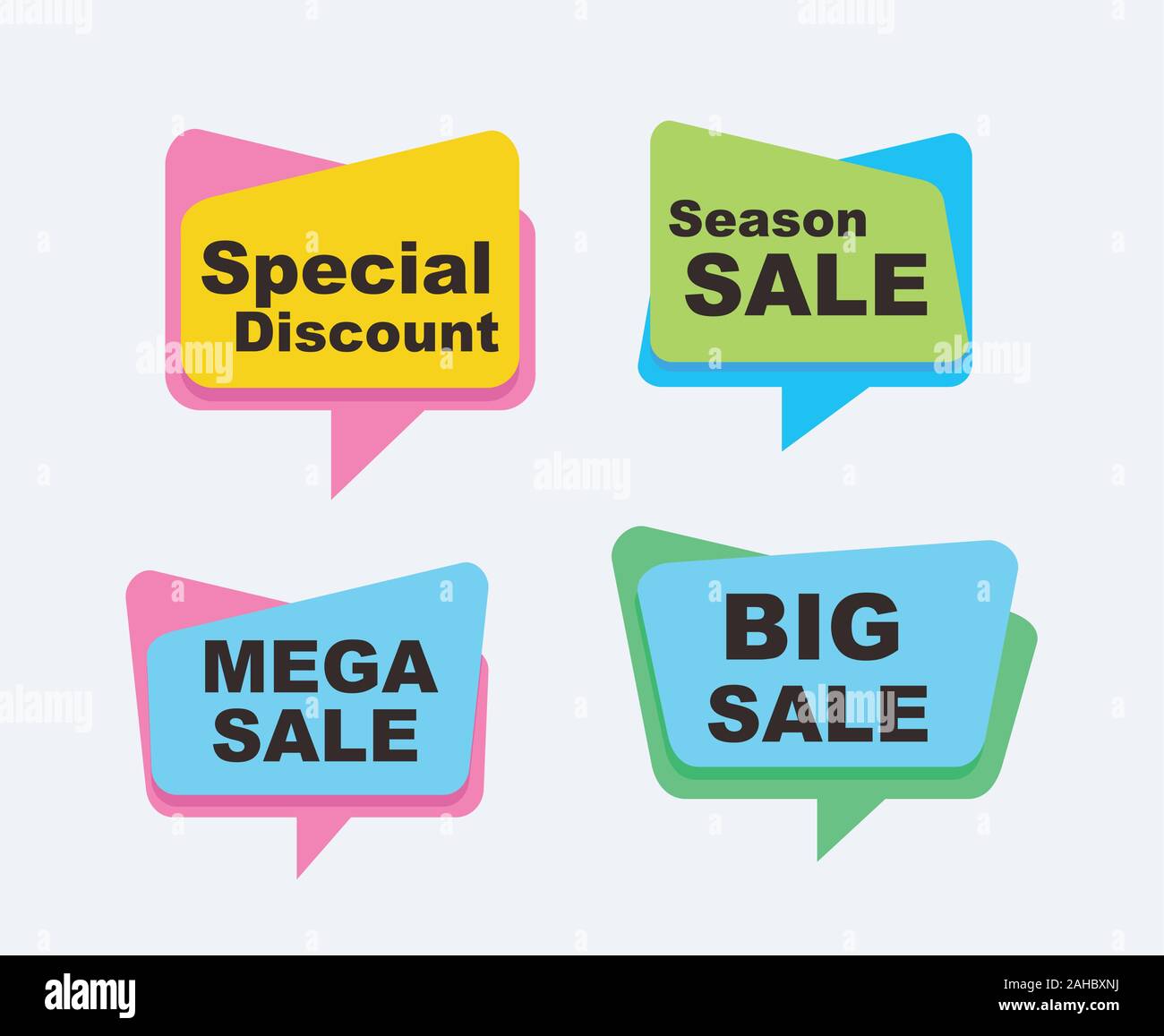 Flat linear promotion balloon and banner popup, scroll, badge, price ...