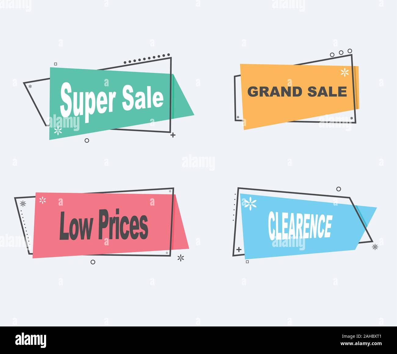 Flat linear promotion balloon and banner popup, scroll, badge, price ...