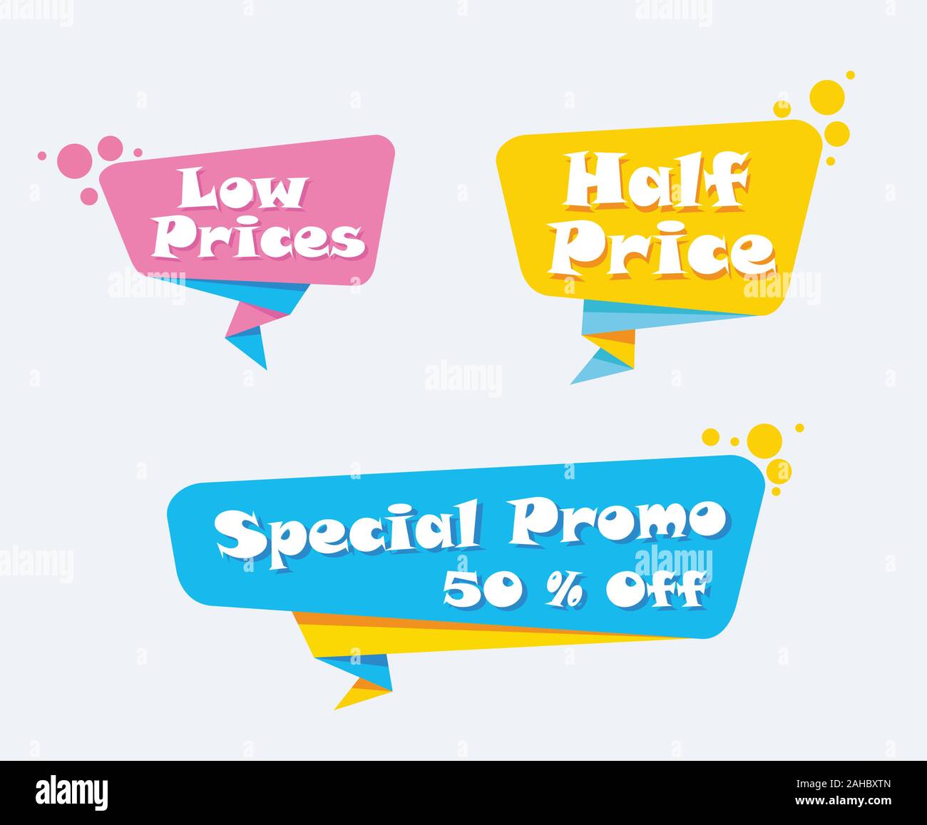 Flat linear promotion balloon and banner popup, scroll, badge, price ...