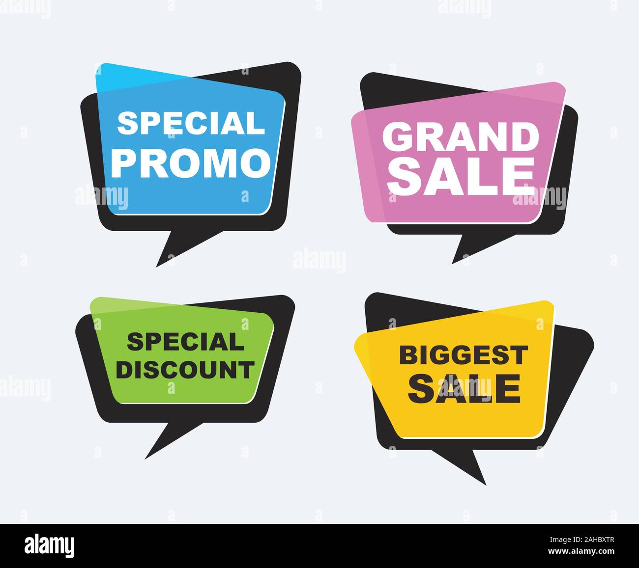 Flat linear promotion balloon and banner popup, scroll, badge, price ...